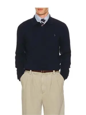 Polo Ralph Lauren Lux Merino Johnny Collar Sweater - Hunter Navy