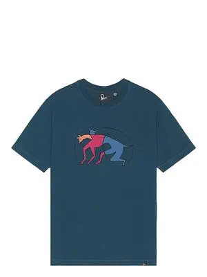 PARRA The Zoomies T-shirt In Blue - Mallard Green