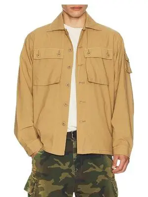 BEAMS Mil Shirt Jacket In Tan - Khaki