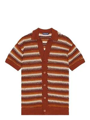 Frescobol Carioca Pinto Crochet Shirt In Brown - Silk Brown