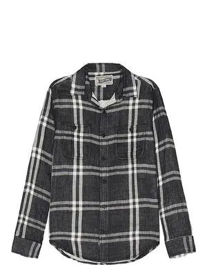 SCHOTT Double Weave Plaid Work Shirt - Black