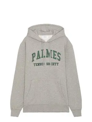 PALMES Mats Hooded Sweatshirt - Grey Melange & Green