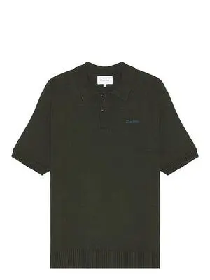 PALMES Marco Knit Polo Shirt In Dark Green - Olive