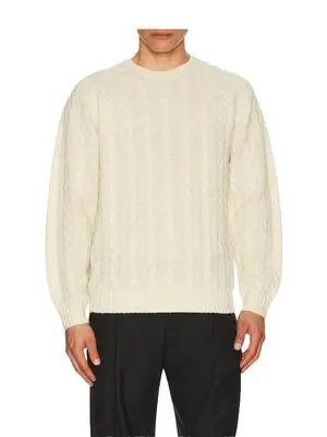 BEAMS Cable Knit Crewneck Pullover - Off White