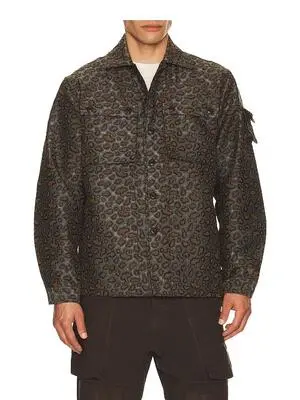 BEAMS Mil Camo Jacquard Shirt Jacket - Brown