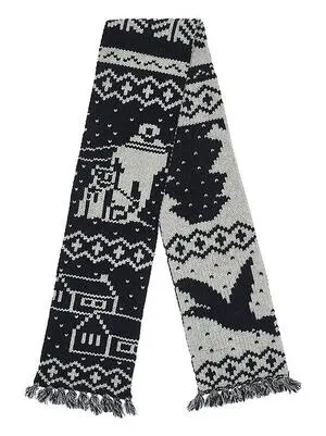 BEAMS Jacquard Nordic Pattern Scarf - Navy