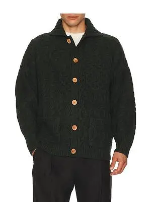 BEAMS Alan Patchwork Cardigan - Green