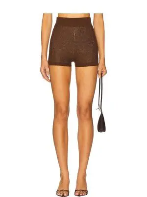 David Koma Rhinestone Embroidered Short - Brown
