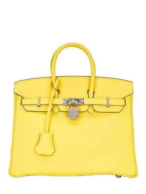 FWRD RENEW Hermes Taurillon Clemence Birkin 25 Handbag - Jaune De Naple