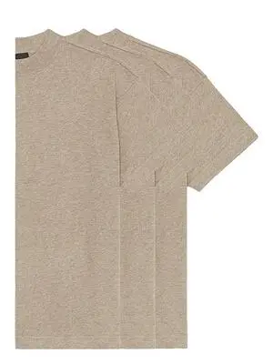 Fear Of God 3 Pack Essential Tee In Taupe - Heather Gray