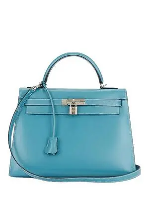 FWRD RENEW Hermes Box Kelly 32 Handbag - Bleu Jean
