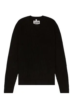 SCHOTT Ribbed Wool Crewneck Sweater - Black