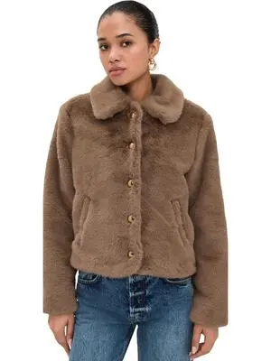 English Factory Faux Fur Collared Jacket - Tan