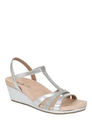 LIFESTRIDE Mimosa Slingback Platform Wedge Sandal - Silver
