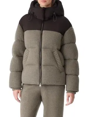 Mackage Mixed Media Wool & Cashmere Blend Hooded Down Jacket - Coffee