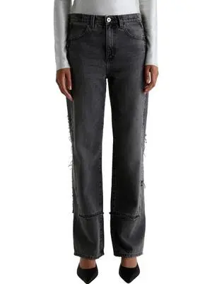 Ag Brinley Fray Edge Straight Leg Jeans - Overnight