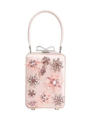 SELF-PORTRAIT Mini Satin Crystal-embellished Top-handle Bag - Pink