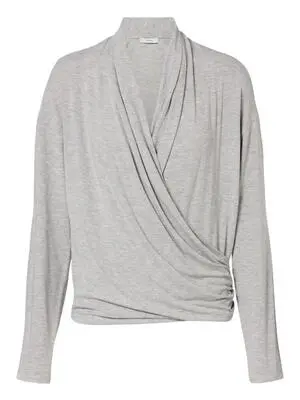 Vince Draped Faux Wrap Top - Heather Pale Grey