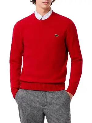 Lacoste Classic Fit Cashmere Crewneck Sweater - Red