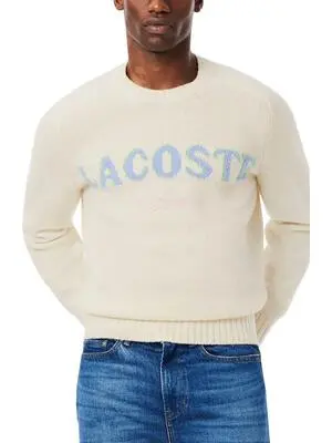 Lacoste Intarsia Logo Wool Crewneck Sweater - Lapland/delphinium