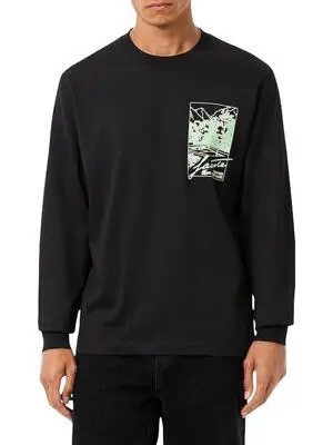 Lacoste Classic Fit Long Sleeve Cotton Graphic T-shirt - 031 Black