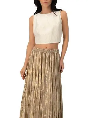 IVONNE Cropped Sleeveless Top With Back Zip - Natural