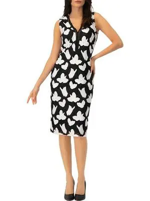 IVONNE Floral Embroidered Sheath Dress - Black