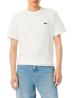 Lacoste Landscape Crocodile Heavy Pima Cotton Jersey T-shirt - Flour