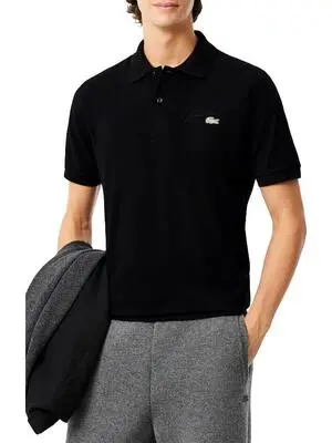 Lacoste Classic Fit Embroidery Detail Cotton Piqué Polo - Black