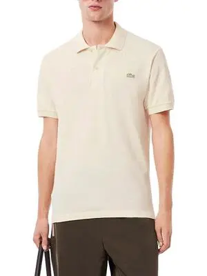 Lacoste Classic Fit Embroidery Detail Cotton Piqué Polo - Cream
