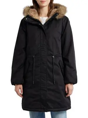 Brooklyn Industries Faux Fur Trim Parka - Black