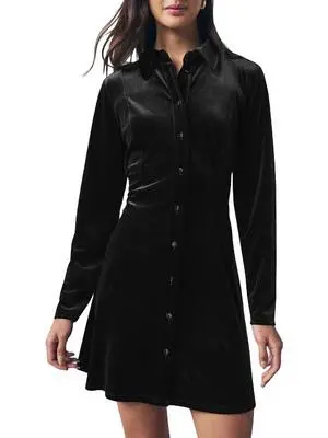 NEXT Velvet Mini Shirtdress - Black