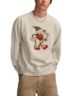 Lucky Brand Grateful Dead Santa Bear Appliqué Cotton Sweatshirt - Heather Grey