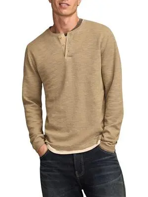 Lucky Brand Double Face Cotton Henley - Olive
