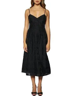 LOST + WANDER Petal Veil Jacquard Dress - Black