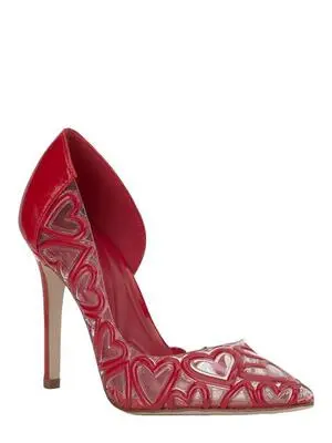 Jessica Simpson Palvin Half D'orsay Pointed Toe Pumps - Red Muse/clear