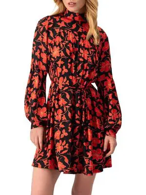 IVONNE Mini Dress With Floral Print And Drawstring - Red