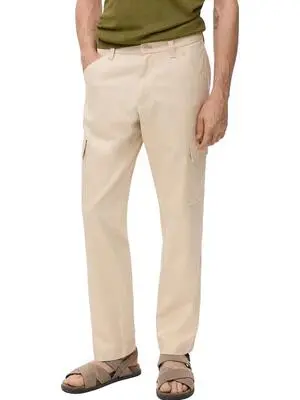 Mango Cotton-blend Relaxed Cargo Pants - Beige