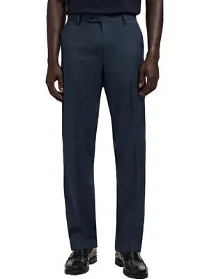 Mango London Regular Fit Dress Pants Navy