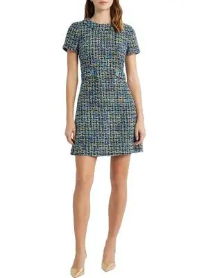 Eliza J Metallic Tweed Dress - Azure Black