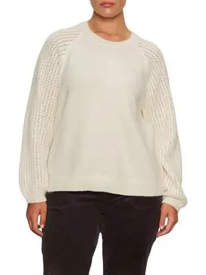 Sanctuary Pointelle Sleeve Sweater - Chalk White