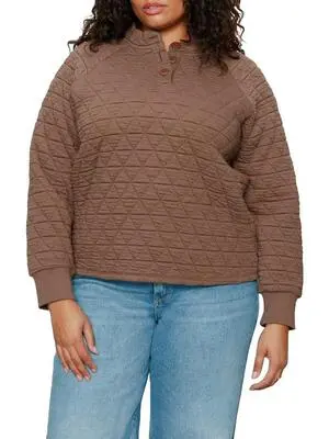 Sanctuary Quilted Popover Top Morel Brown