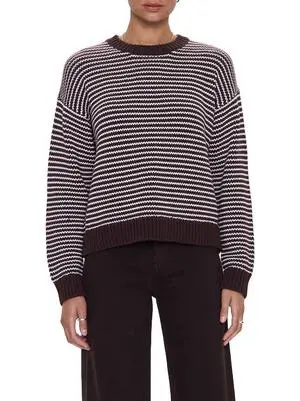 PISTOLA Aura Stripe Crewneck Sweater - Mocha