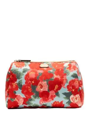 FRANCES VALENTINE Printed Large Cosmetic Bag - Red/light Blue