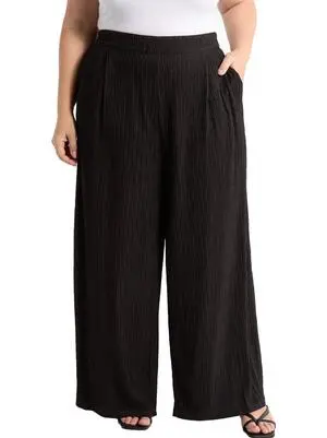 SUGARLIPS Noelia Crinkled Wide-leg Pants - Black