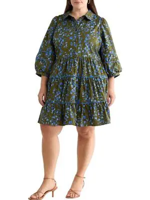 SUGARLIPS Solvay Floral Print Minidress - Green-blue-mul