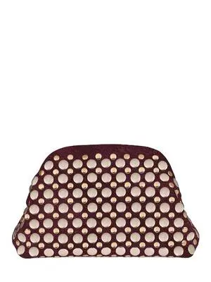 Rafe New York Aya Raffia Crochet Frame Clutch - Burgundy