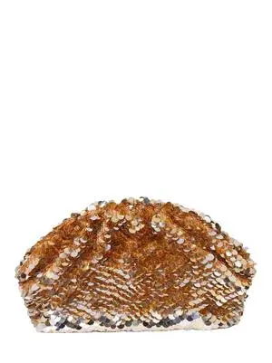 Rafe New York Aya Raffia Crochet Frame Clutch - Gold/silver
