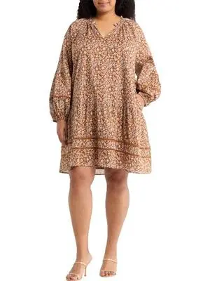 SUGARLIPS Ramsey Ditsy Floral Print Mini Dress - Brown-mult