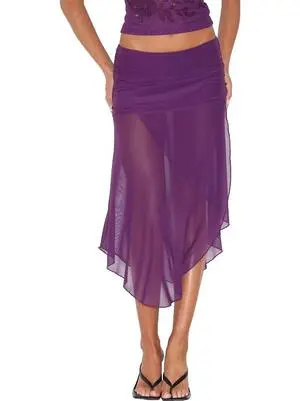 TIGER MIST Asymmetric Hem Mesh Skirt - Purple